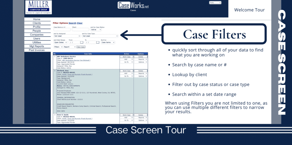 Case Screen guide, tips & tricks
