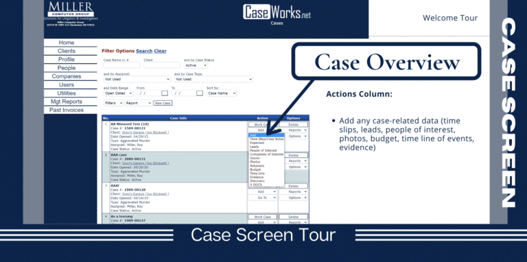 Case Screen guide, tips & tricks