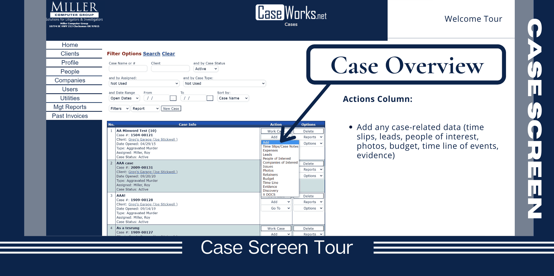 Case Screen guide, tips & tricks